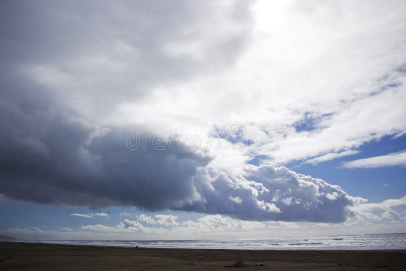 Sky with Big Clouds Over a Beach Stock Image - Image of light, nature ...