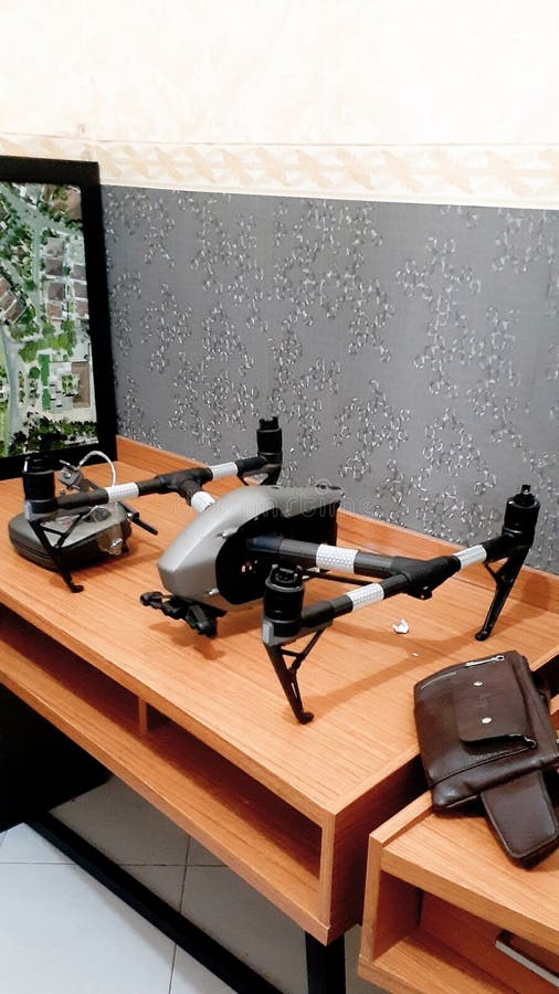 Big drone on the table. editorial photo. Image of component - 277496606