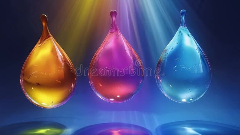 Big Drops of Liquid on Abstract Animation with Vibrant Colors Stock ...