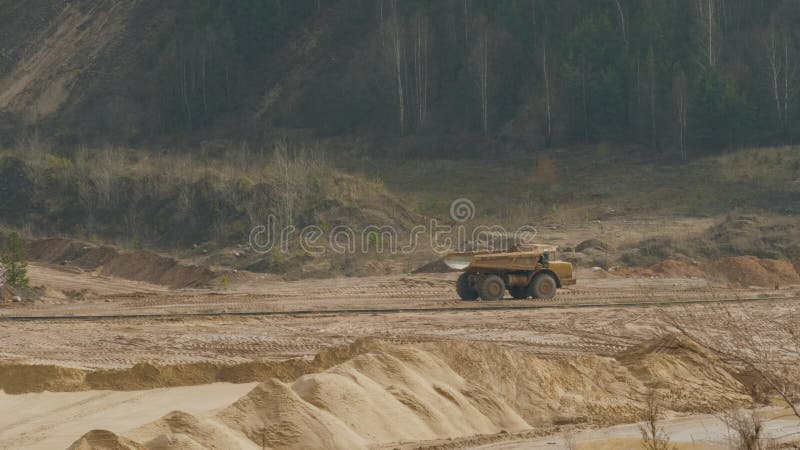 Big Dump Truck Carries the Sand in the Ballast Quarry Stock Footage ...