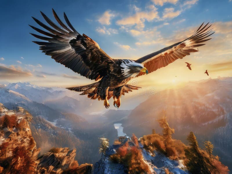 Big eagle in flight on air stock photo. Image of north - 313006076