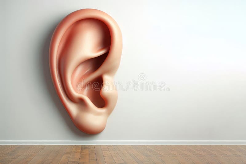 A Big Ear on the Wall. Space for Text. Stock Illustration ...