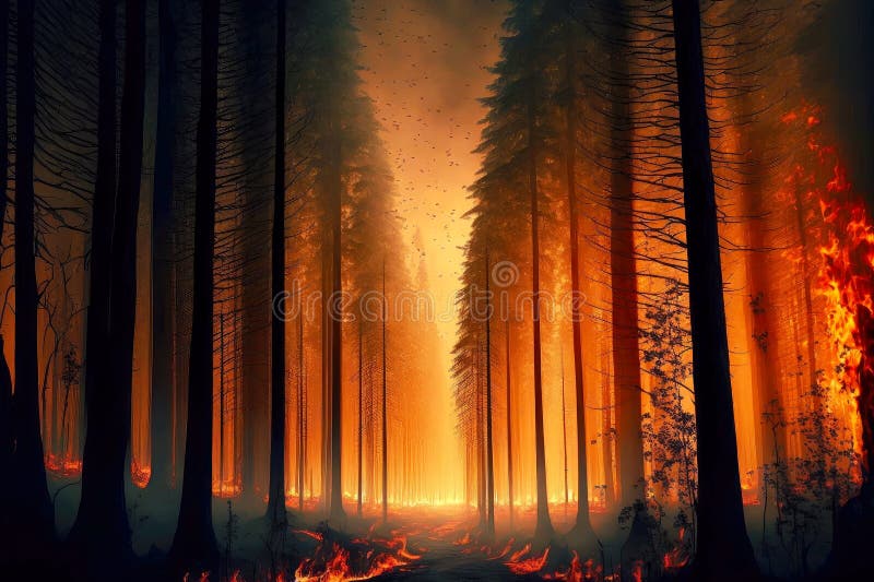 Big Ecological Catastrophe in Form of Massive Forest Wildfires Stock ...