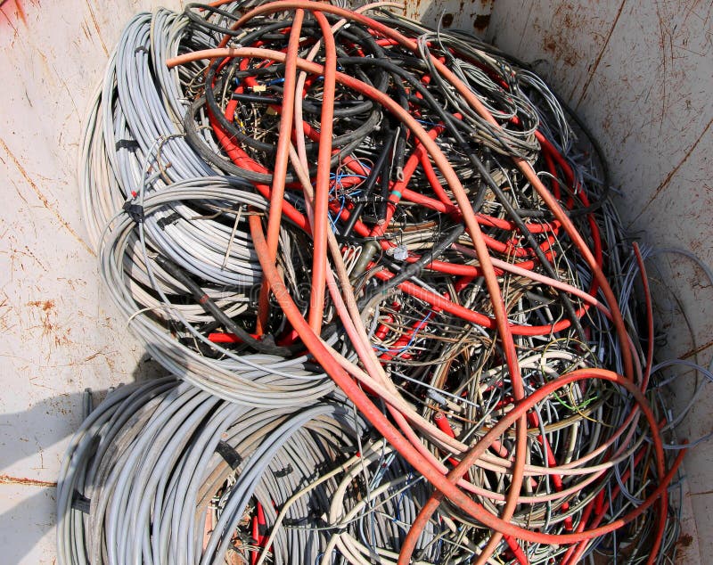 Big Electric Cables in a Container Stock Image - Image of chaos ...