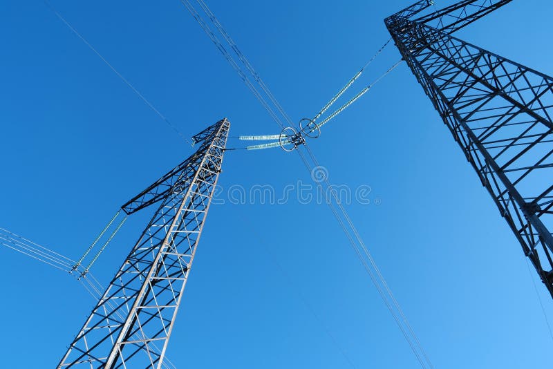 Big Electric Power Transmission Towers and Lines Stock Image - Image of ...