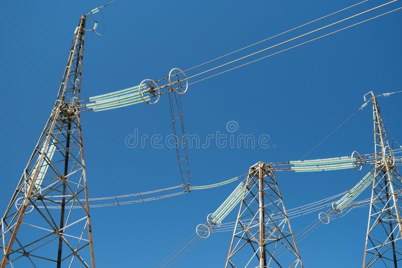 Big Electric Power Transmission Towers and Lines Stock Image - Image of ...