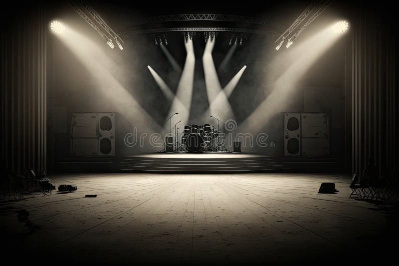 Empty concert stage stock illustration. Illustration of entertainment ...
