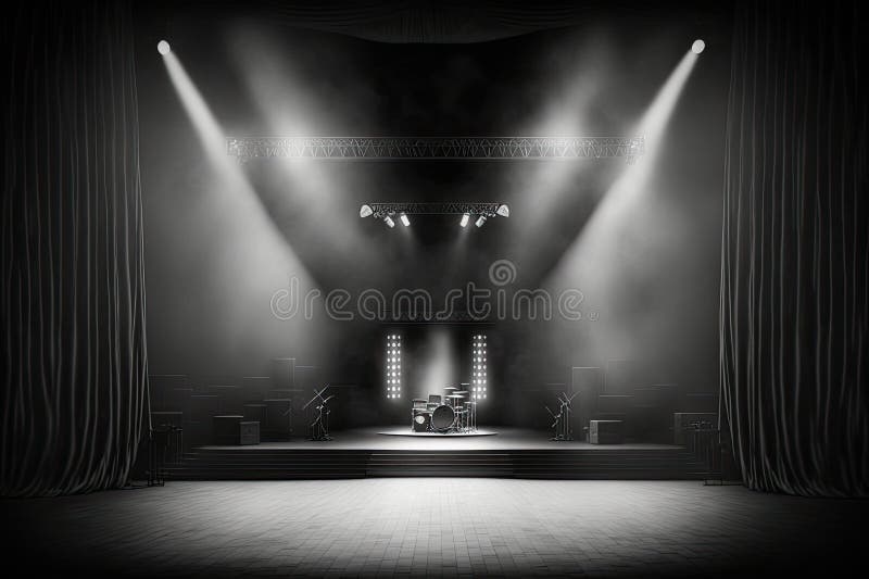 Empty concert stage stock illustration. Illustration of festival ...