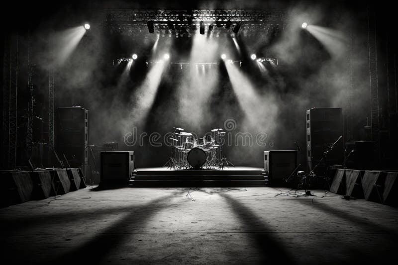 Empty concert stage stock illustration. Illustration of spotlight ...