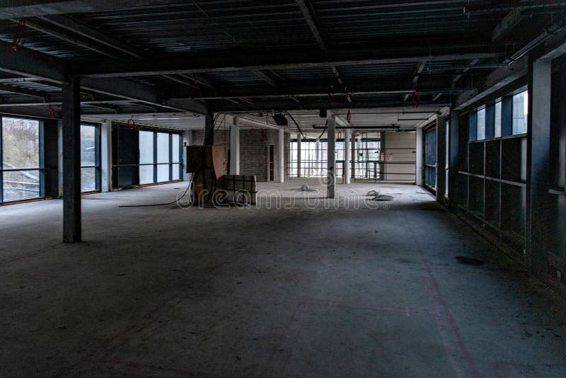 Big Empty Hall Inside a Building with Big Panoramic Windows Stock Photo ...