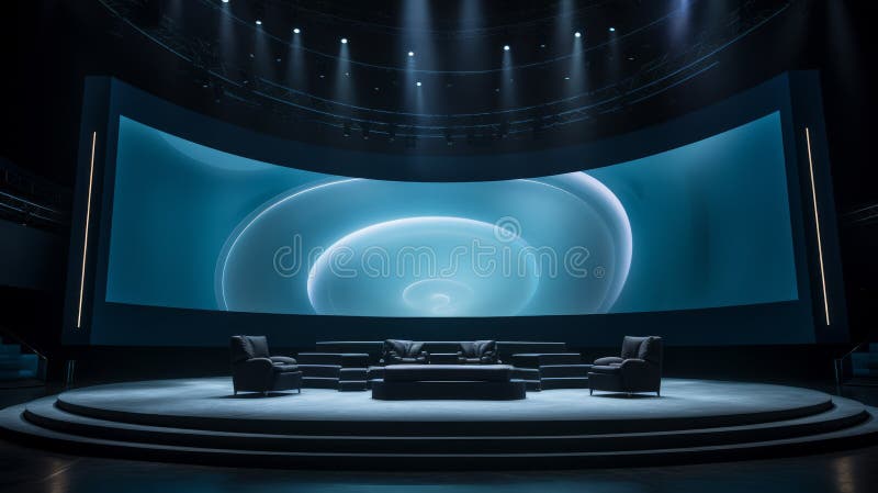 Big Empty Hall for Podcast, Interview or Public TV Show. Neural Network ...