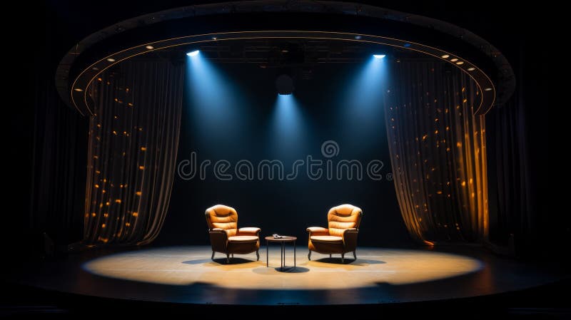 Big Empty Hall for Podcast, Interview or Public TV Show. Neural Network ...