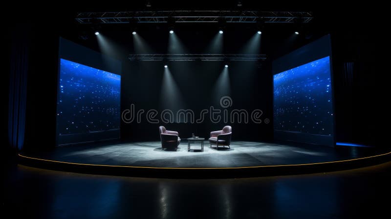 Big Empty Hall for Podcast, Interview or Public TV Show. Neural Network ...