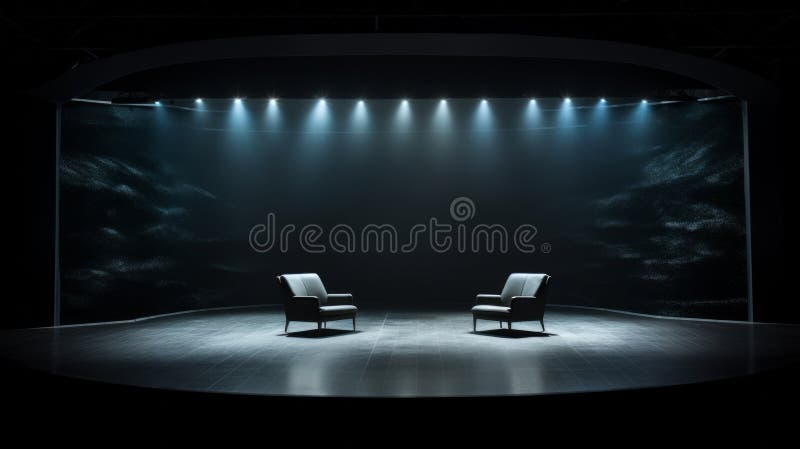 Big Empty Hall for Podcast, Interview or Public TV Show. Neural Network ...