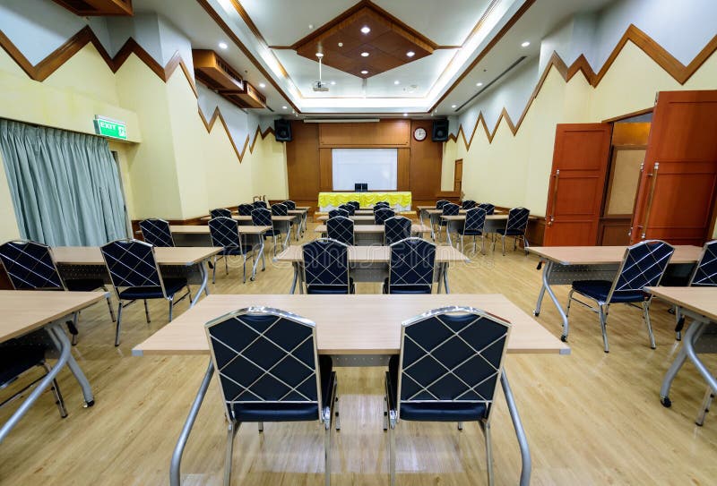 The Big Empty Meeting Room with Many Chair Stock Image - Image of focus ...