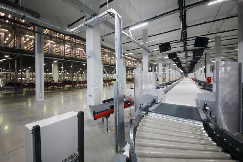 Big Empty Modern Workshop with Conveyor for Stock Photo - Image of ...