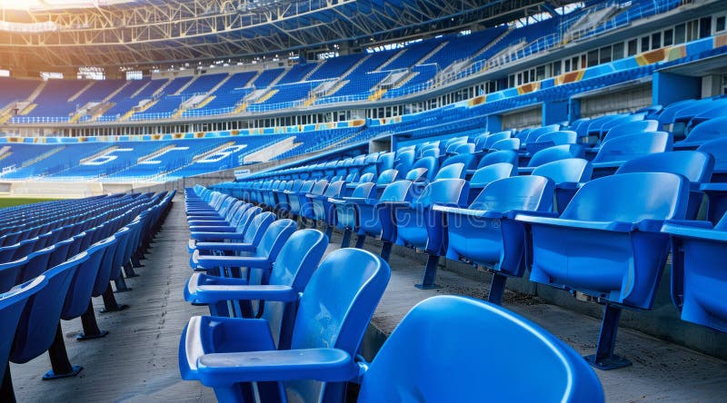 Big Empty Stadium Full of Blue Seats Stock Illustration - Illustration ...