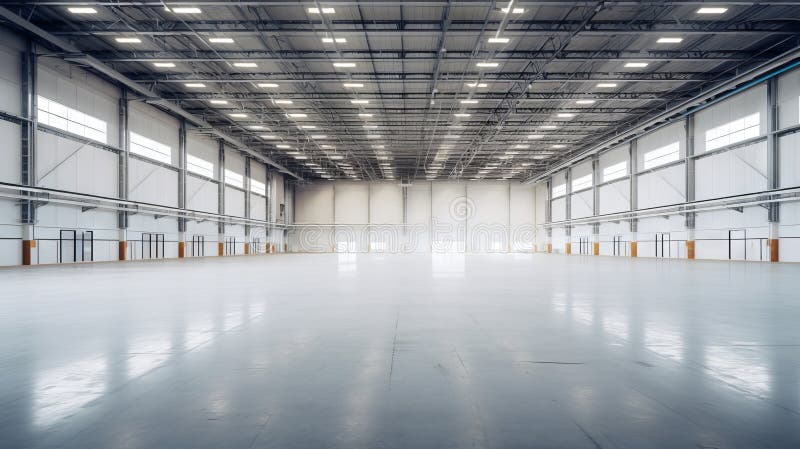 Big Empty Warehouse Interior in Logistic Center. Concept of Organized ...