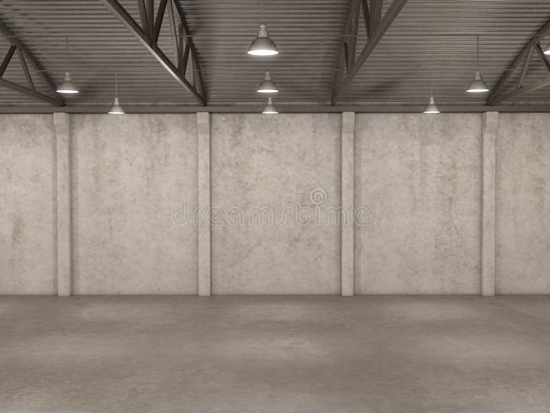 Big Empty Warehouse Lighting Stock Illustration - Illustration of ...