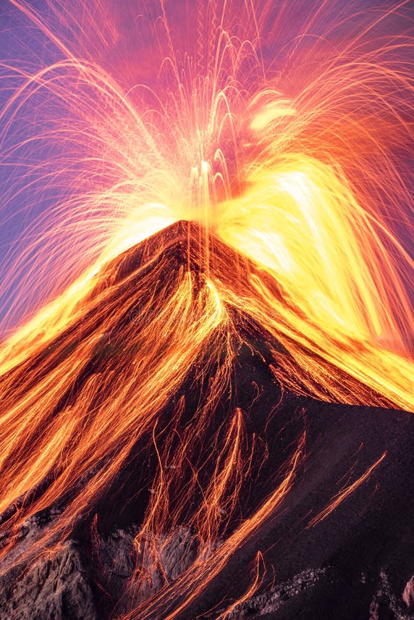 Eruption of Fuego Volcano, Smoke and Dust, Guatemala Stock Photo ...