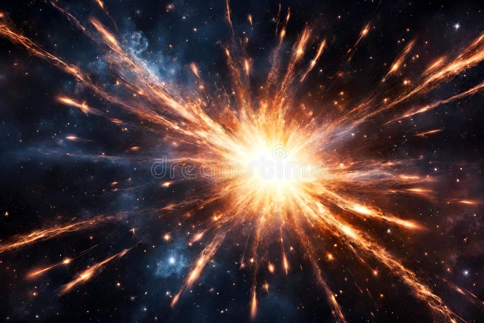 Big Explosion in Space, Dark Space Background. Stock Illustration ...