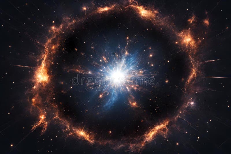 Big Galaxy Explosion in Space, Dark Space Background. Stock ...