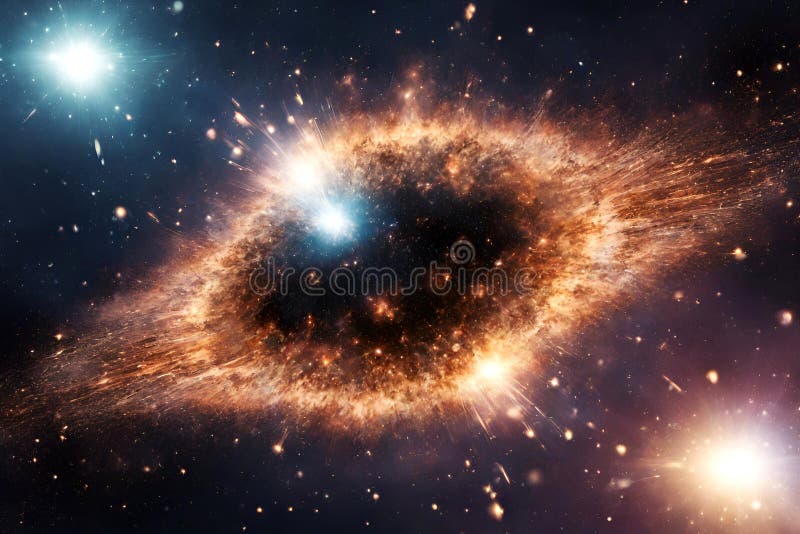 Big Galaxy Explosion in Space, Dark Space Background. Stock ...