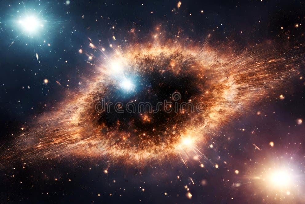 Big Galaxy Explosion in Space, Dark Space Background. Stock ...