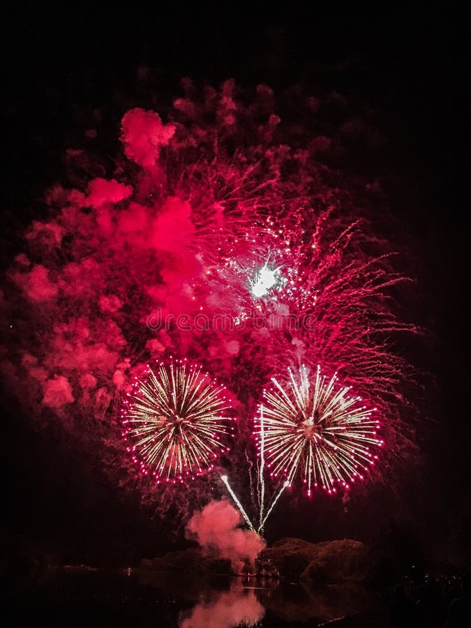 Red fireworks stock photo. Image of loud, explosion - 192803874