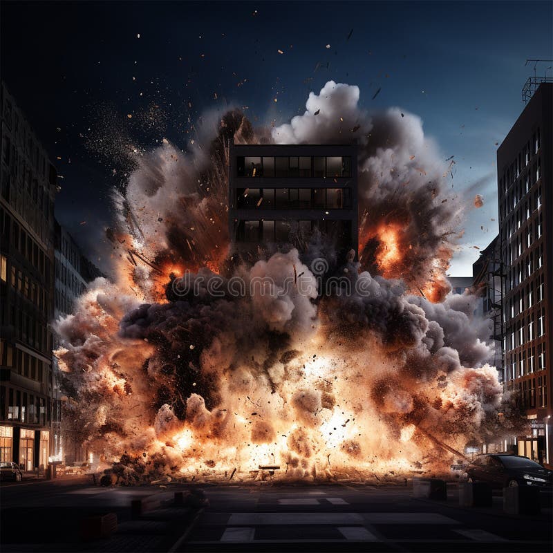 A Big Explosion in the Middle of the City Generated by AI Stock ...