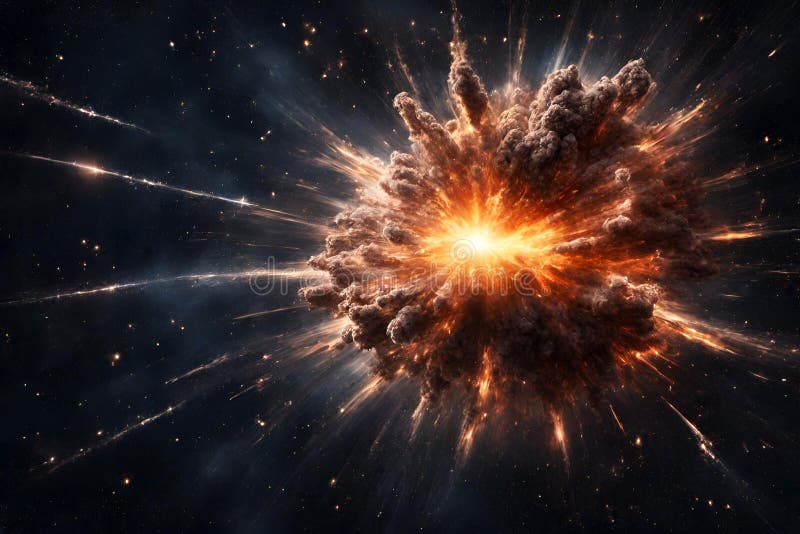 Big Explosion in Space, Dark Space Background. Stock Illustration ...