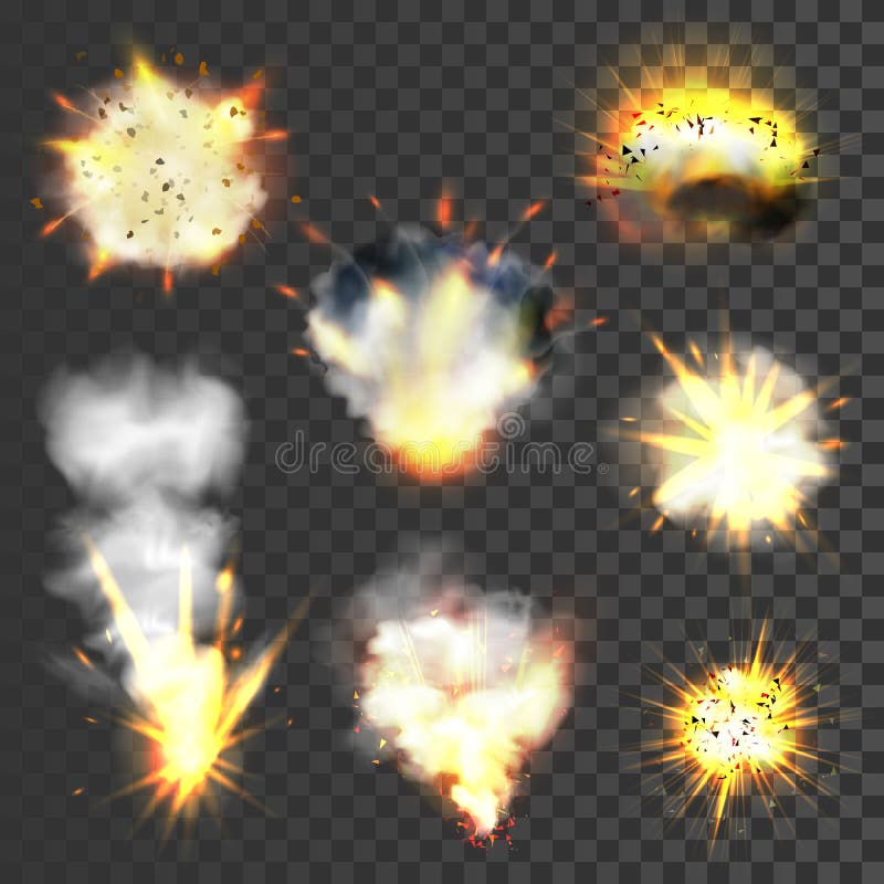 Big explosions set stock vector. Illustration of cloud - 62386583