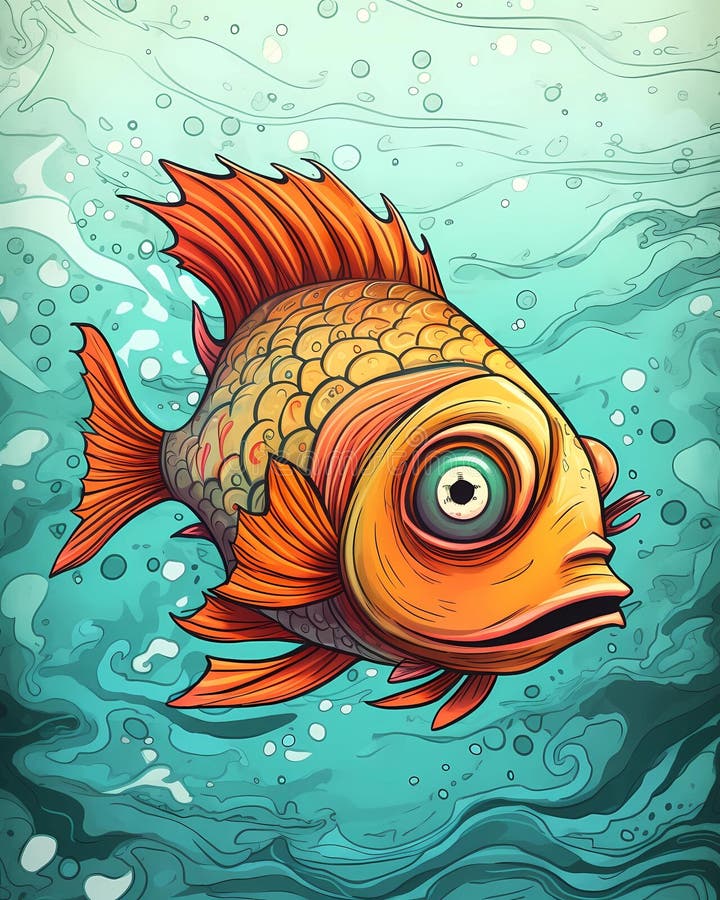 Big Eye Fish, Ugly Fish with Exaggerated Features, Cartoon Illustration ...