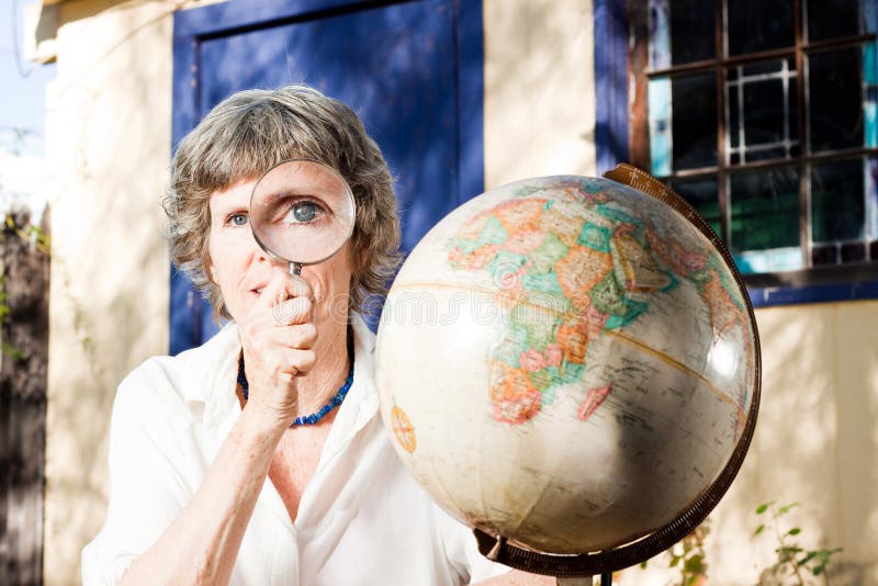 Big Eye with Magnifying Glass Stock Image - Image of trotter, pensioner ...