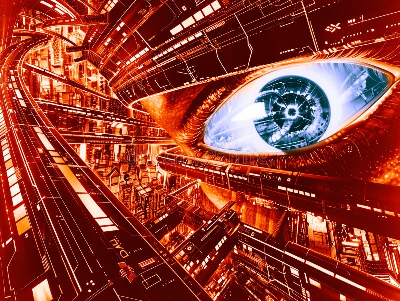 Big Eye that Monitors Everything. AI Development. Control of Machines ...