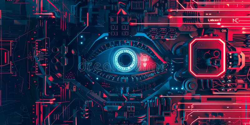 Big Eye that Monitors Everything. AI Development. Control of Machines ...