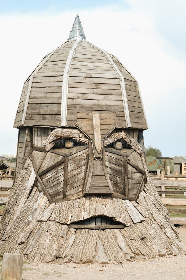 The Big Face of the Wooden Sculpture of the Hero Editorial Stock Image ...