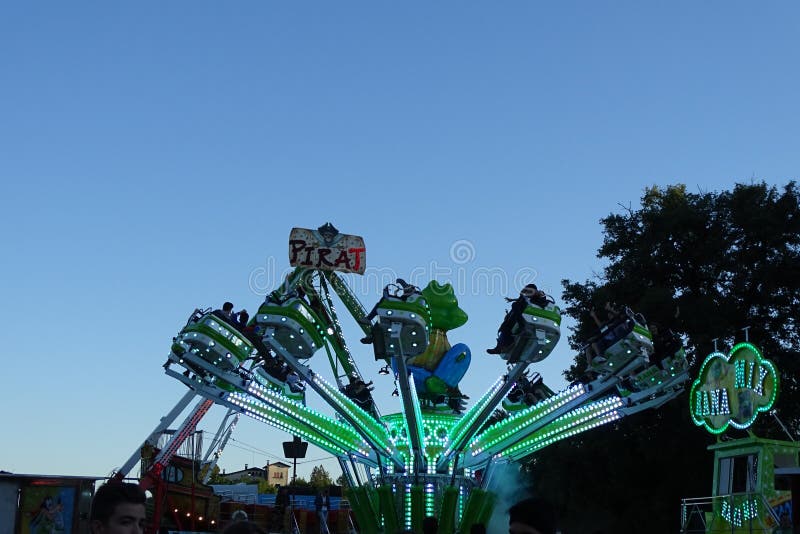 Big Fair Attraction in Sunset Editorial Stock Photo - Image of ...