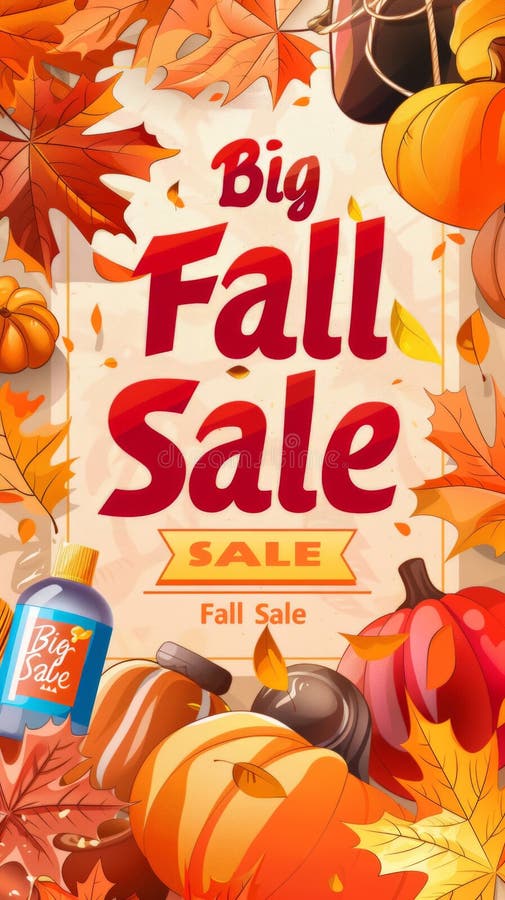 Big Fall Sale Banner with Pumpkins and Leaves Stock Photo - Image of ...