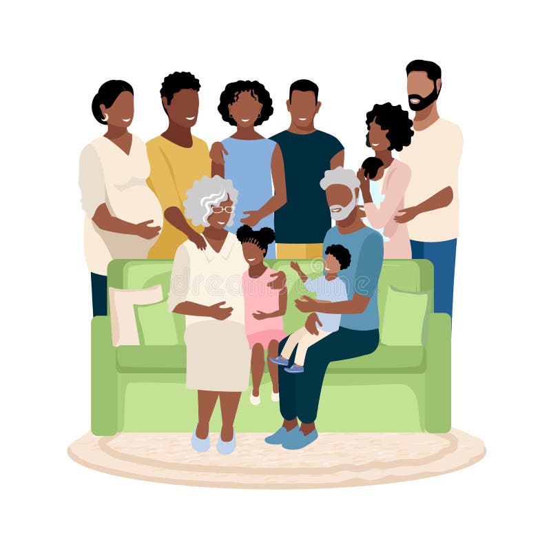 Happy Big Family Spending Time Together Stock Vector - Illustration of ...