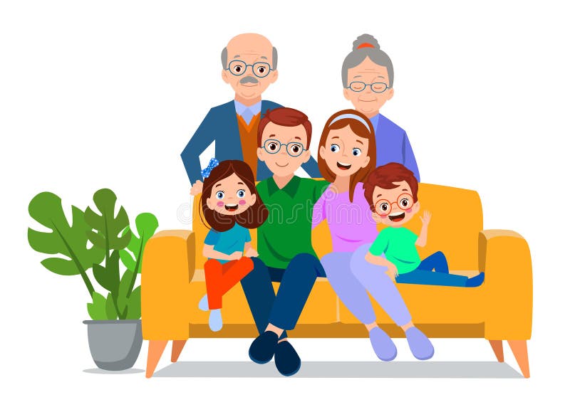 Big Family Together Vector Illustration Stock Vector - Illustration of ...