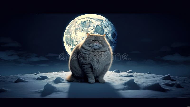 Big fat cat stock illustration. Illustration of night - 296090450