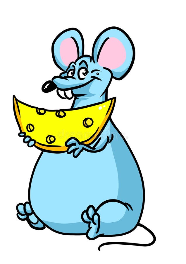 Big Fat Mouse Piece of Cheese Smile Happiness Illustration Stock ...