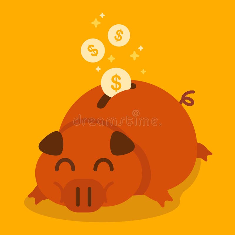 Cute fat piggy bank stock vector. Illustration of symbol - 71019644