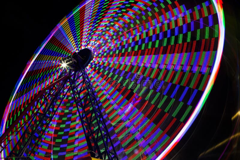 Big Ferris Wheel Moving at Night Stock Photo - Image of bulbs, circular ...
