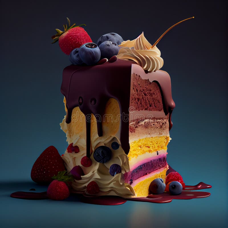 Big Festive Bright Cake - AI Generated Image Stock Illustration ...