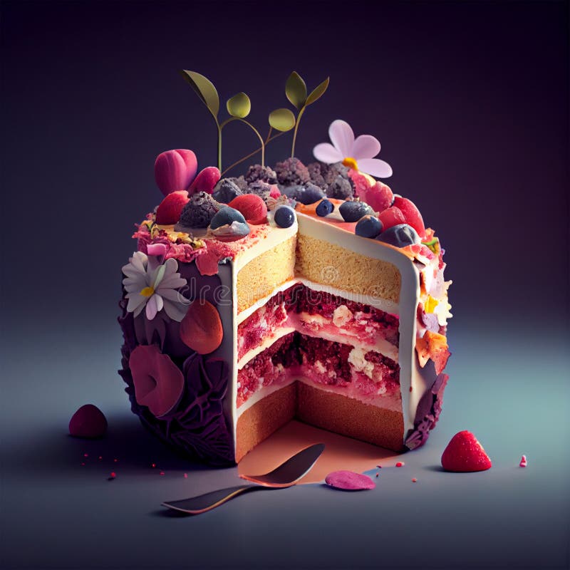 Big Festive Bright Cake - AI Generated Image Stock Illustration - Illustration of decoration ...