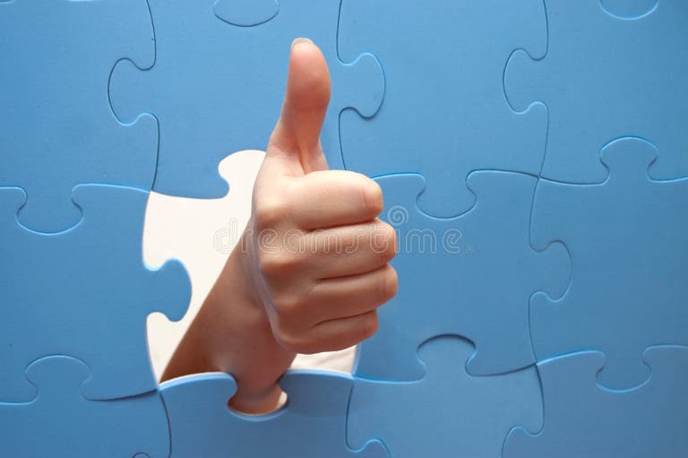 Big Finger of a Hand and Puzzle Stock Photo - Image of business ...