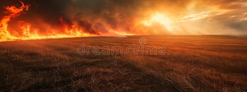 Big Fire in the Field. Selective Focus Stock Image - Image of yellow ...