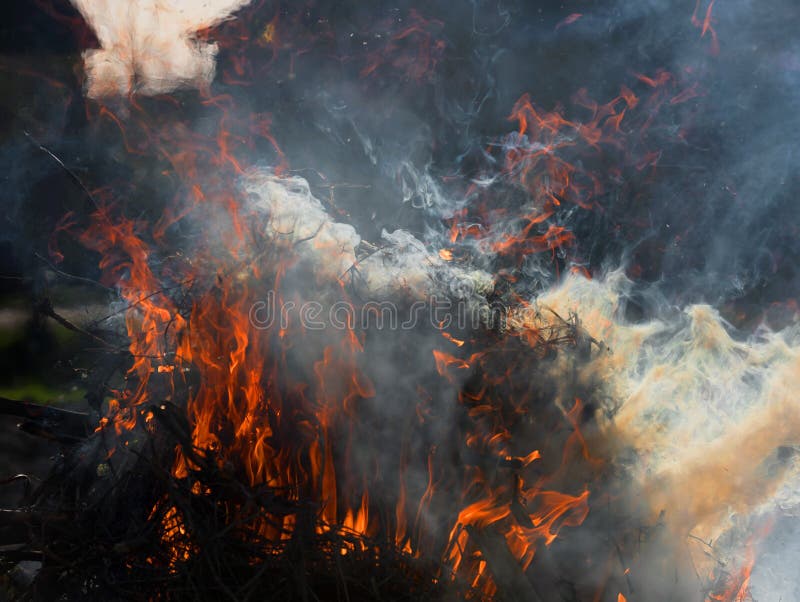 Big fire in the village stock image. Image of flaming - 69572319